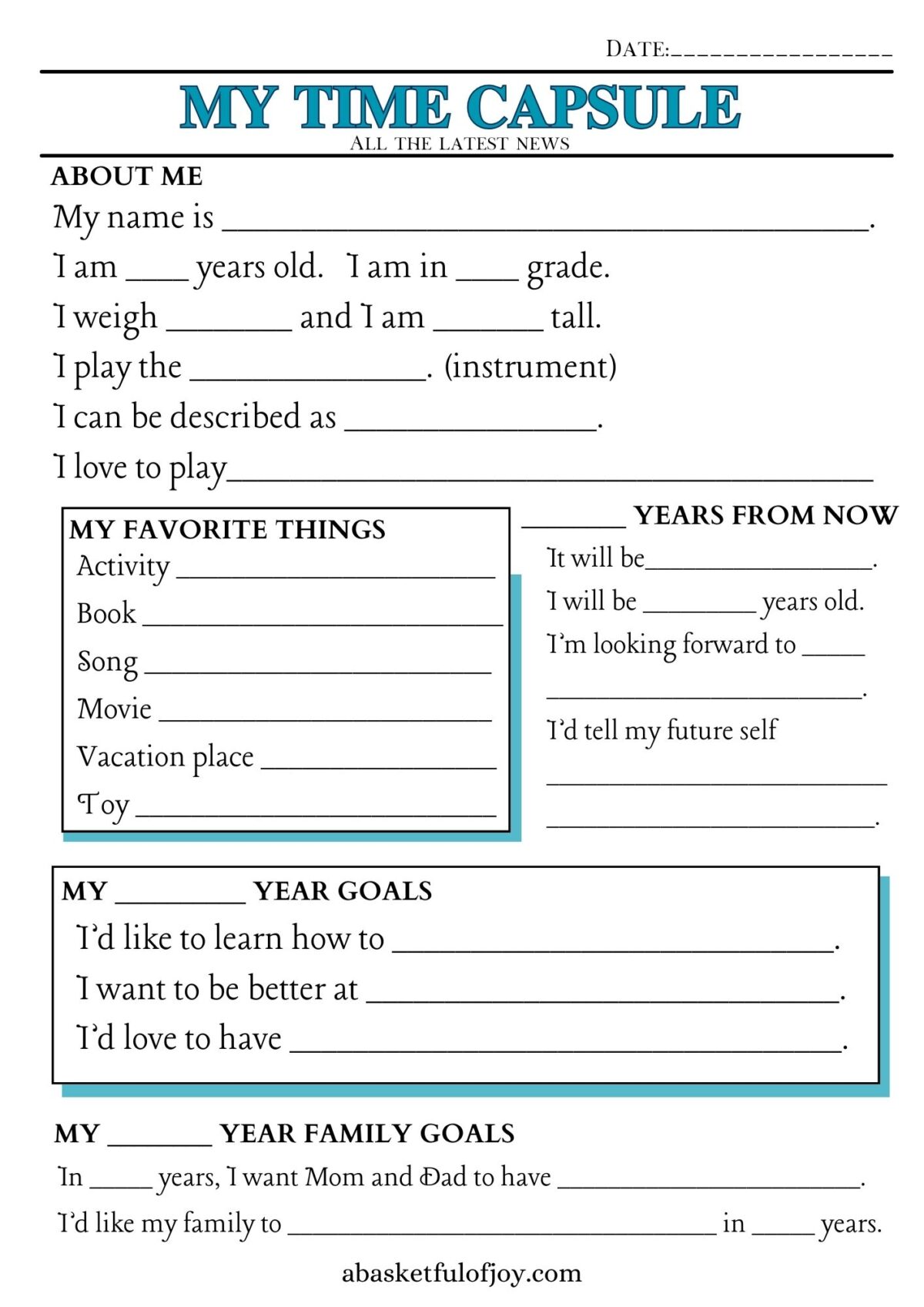 Creating a Simple Time Capsule with Kids - FREE Download - A Basketful ...