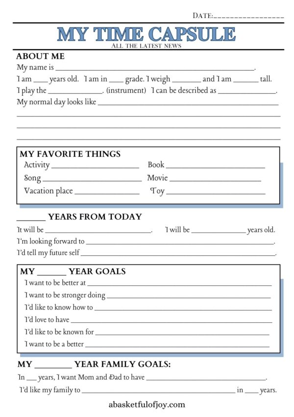 Creating a Simple Time Capsule with Kids - FREE Download - A Basketful ...
